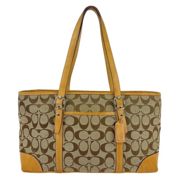 Coach | Bags | Coach Signature Canvas Leather Tote Bag | Poshmark